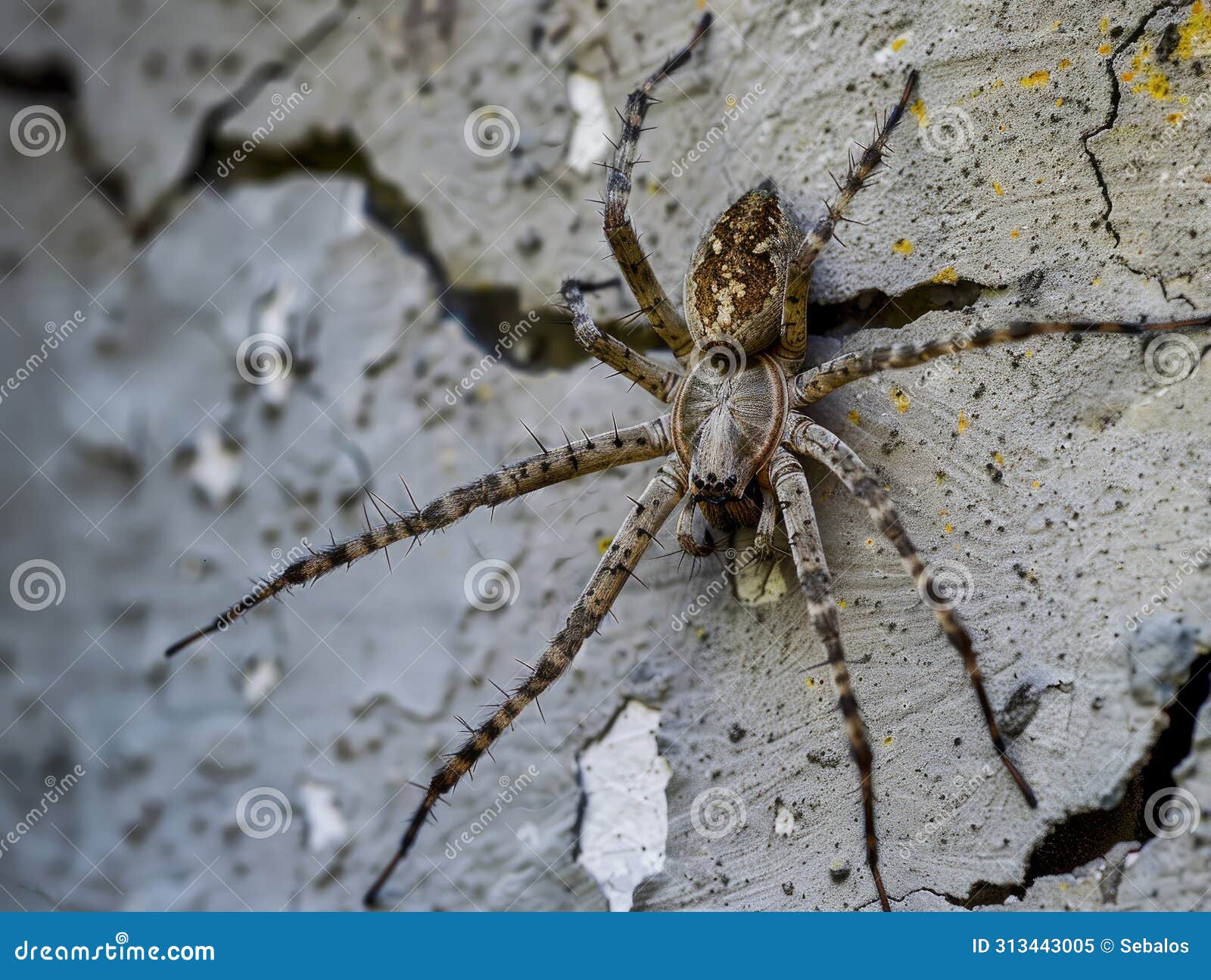 Spider Crawling on the Crack of an Old Wall Stock Illustration ...