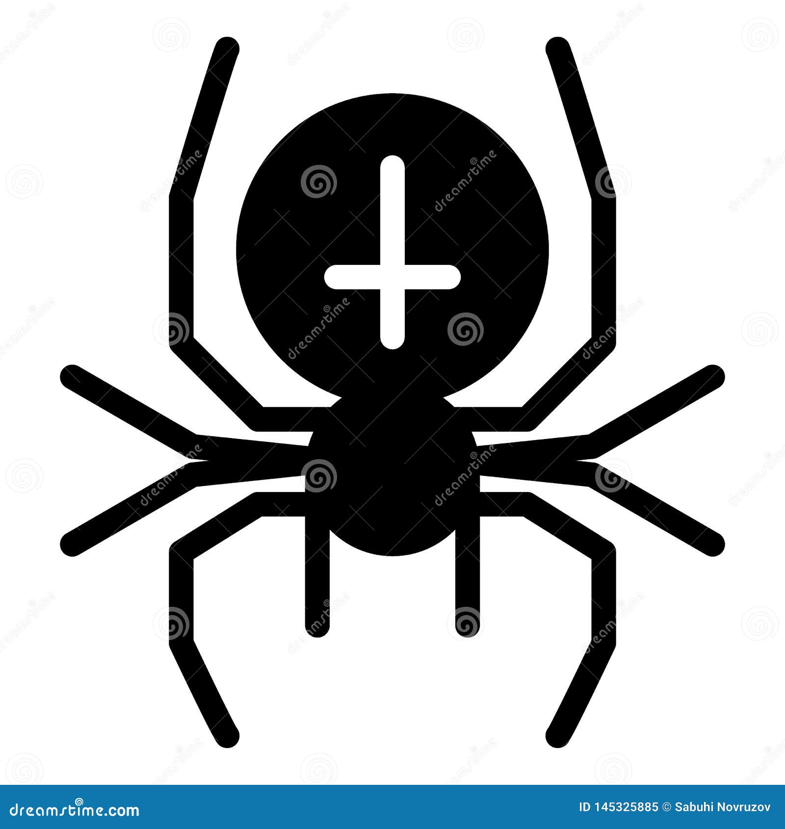 Big Spider With Cross-shaped Drawing On A Back. Vector Illustration ...