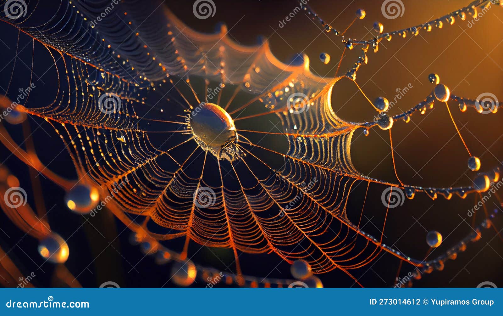 Spider Dark Web Dew Drop Nature Beauty Generated By Ai Stock