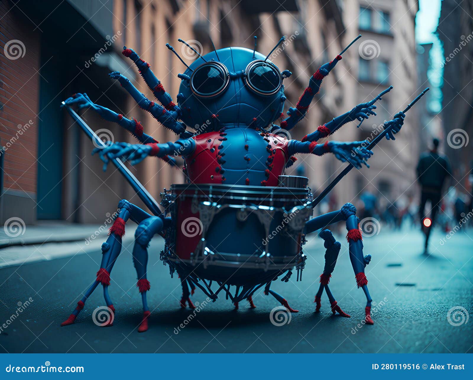 Spider drummer stock illustration. Illustration of costume - 280119516