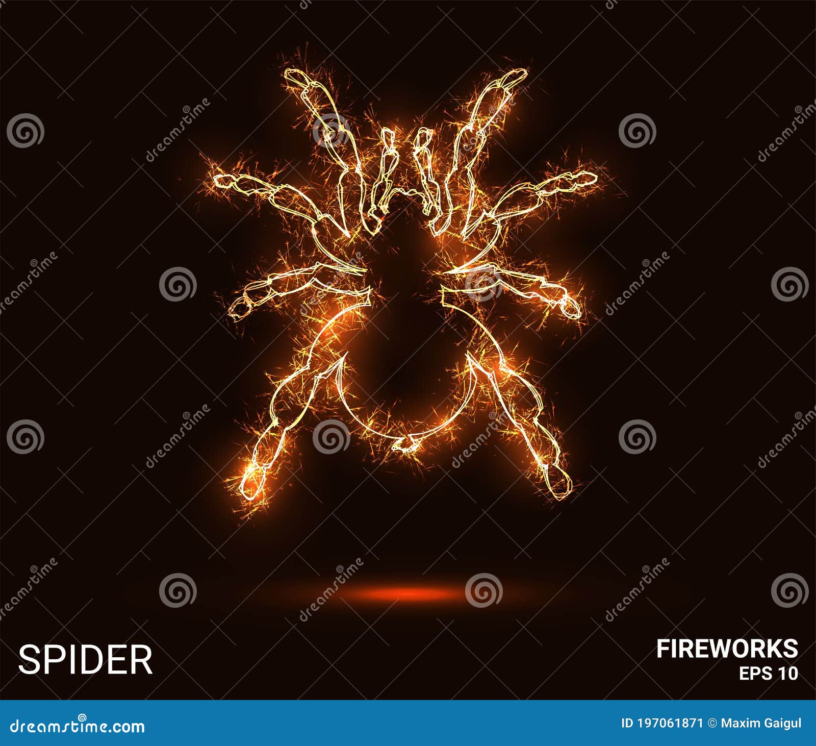 Spider Fireworks. the Spider Consists of Sparks and Fire. Festive ...