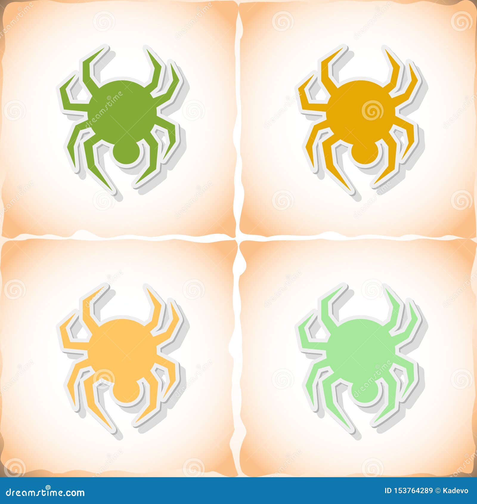 Spider. Flat Sticker with Shadow on Old Paper Stock Vector ...