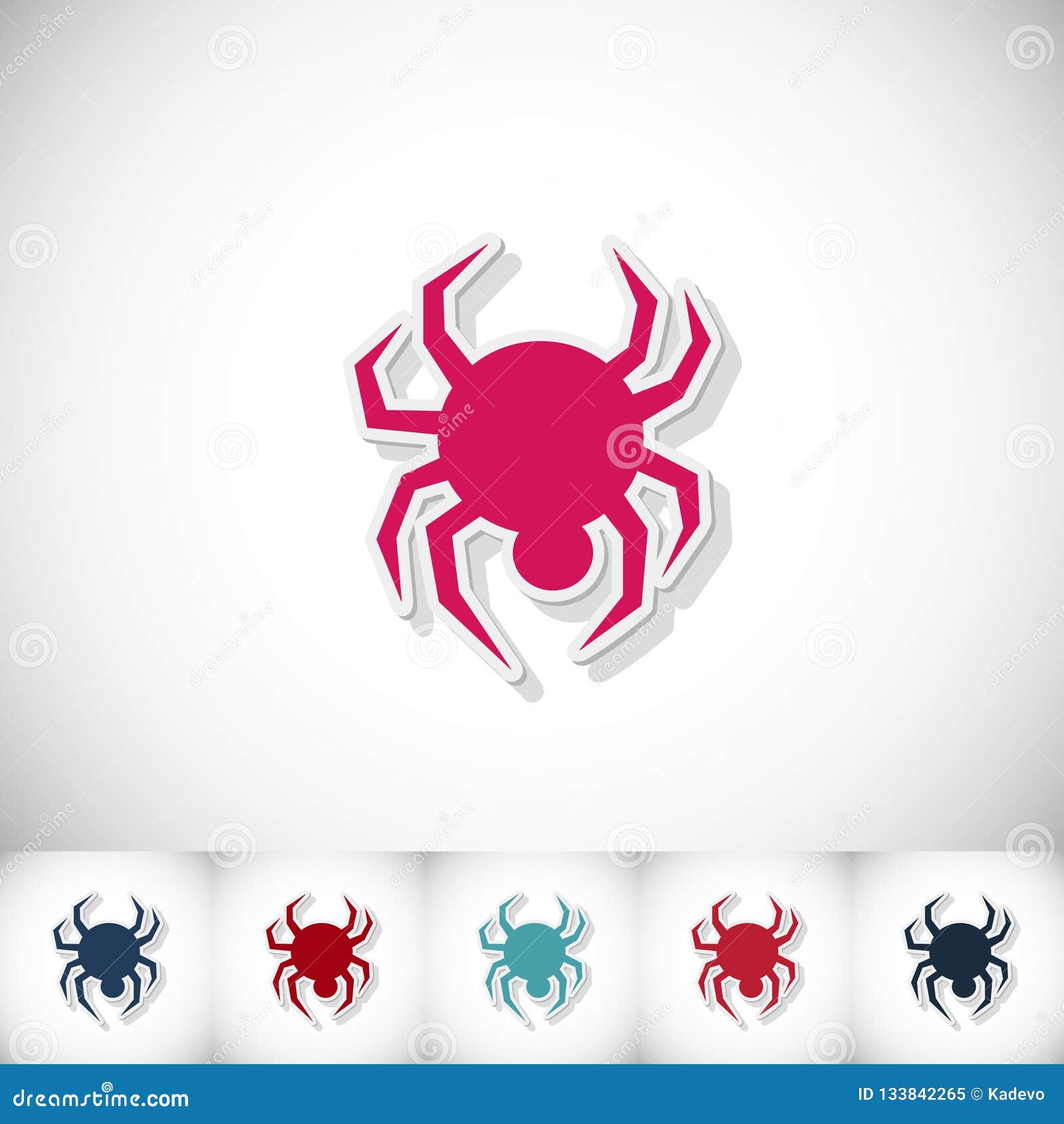 Spider. Flat Sticker with Shadow on White Background Stock Vector ...
