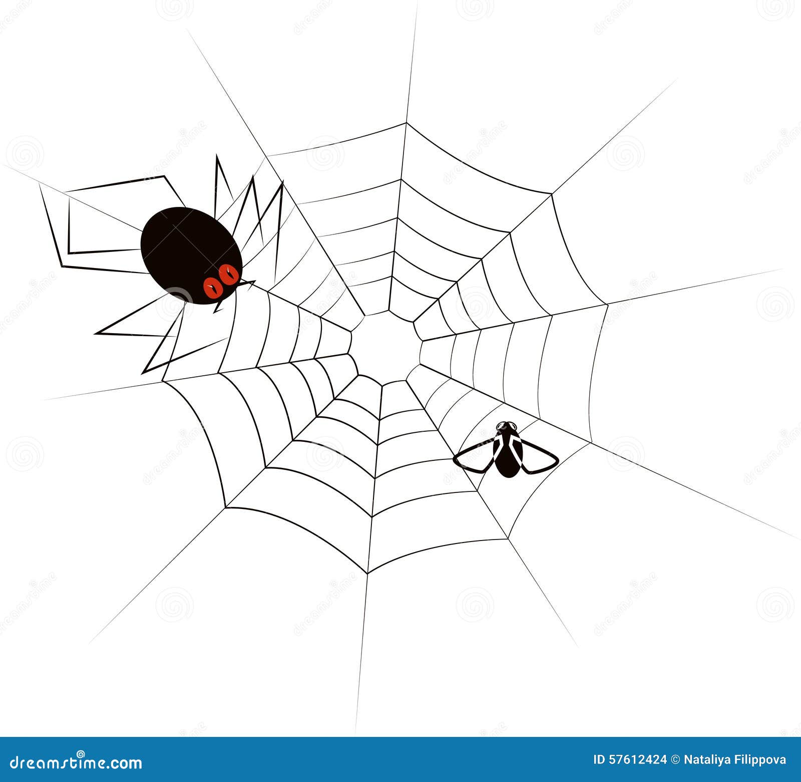 Spider and fly stock vector. Illustration of creature - 57612424