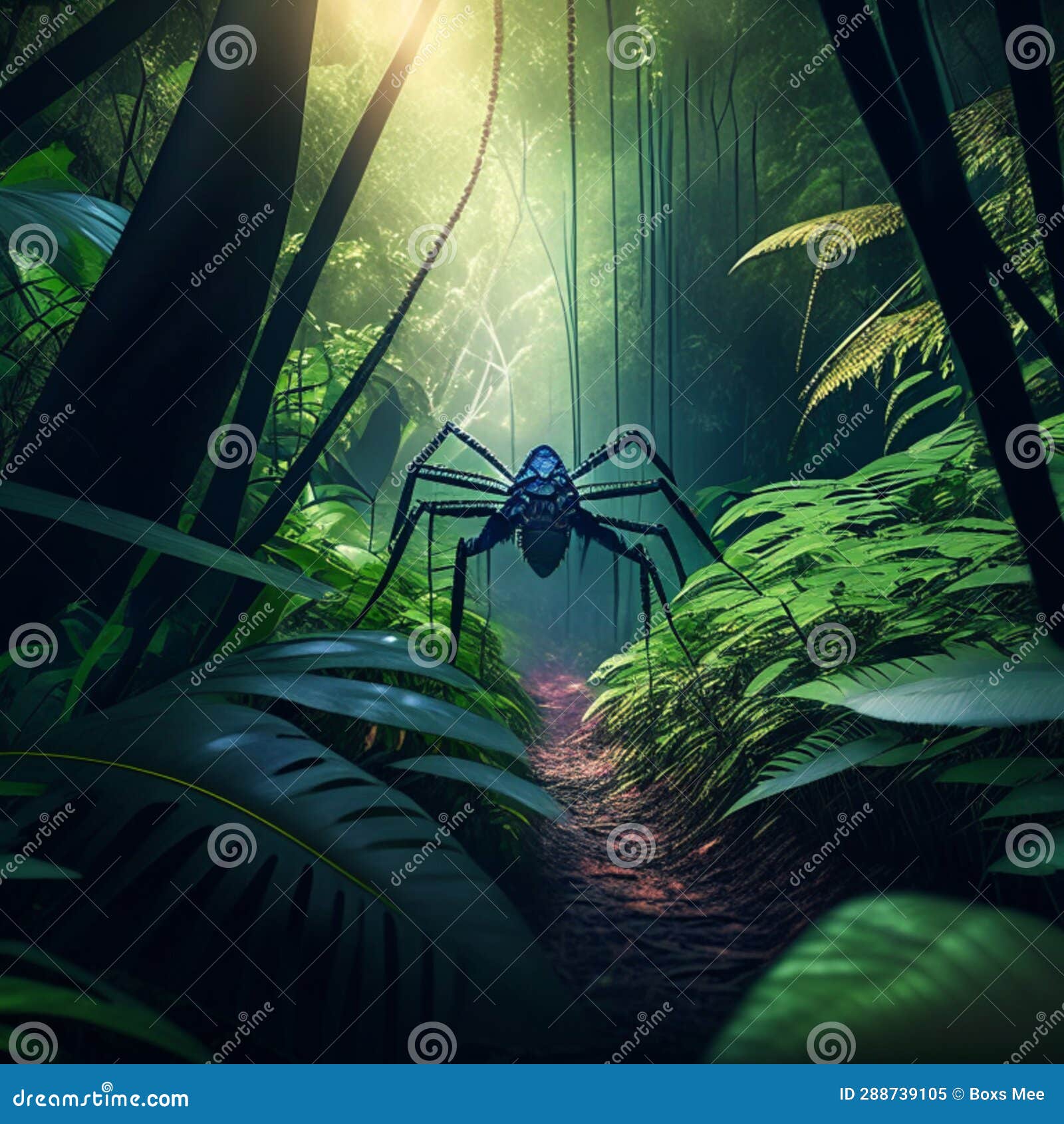 Spider in the Forest. 3d Illustration. 3d Rendering Stock Illustration ...