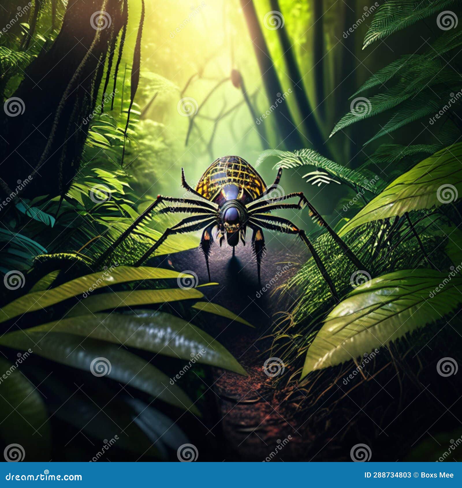 Spider in the Forest 3d Render Illustration for Wallpaper and ...
