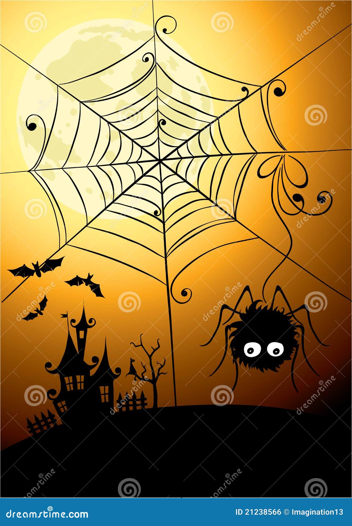 Spider and the full moon stock vector. Illustration of dangling - 21238566