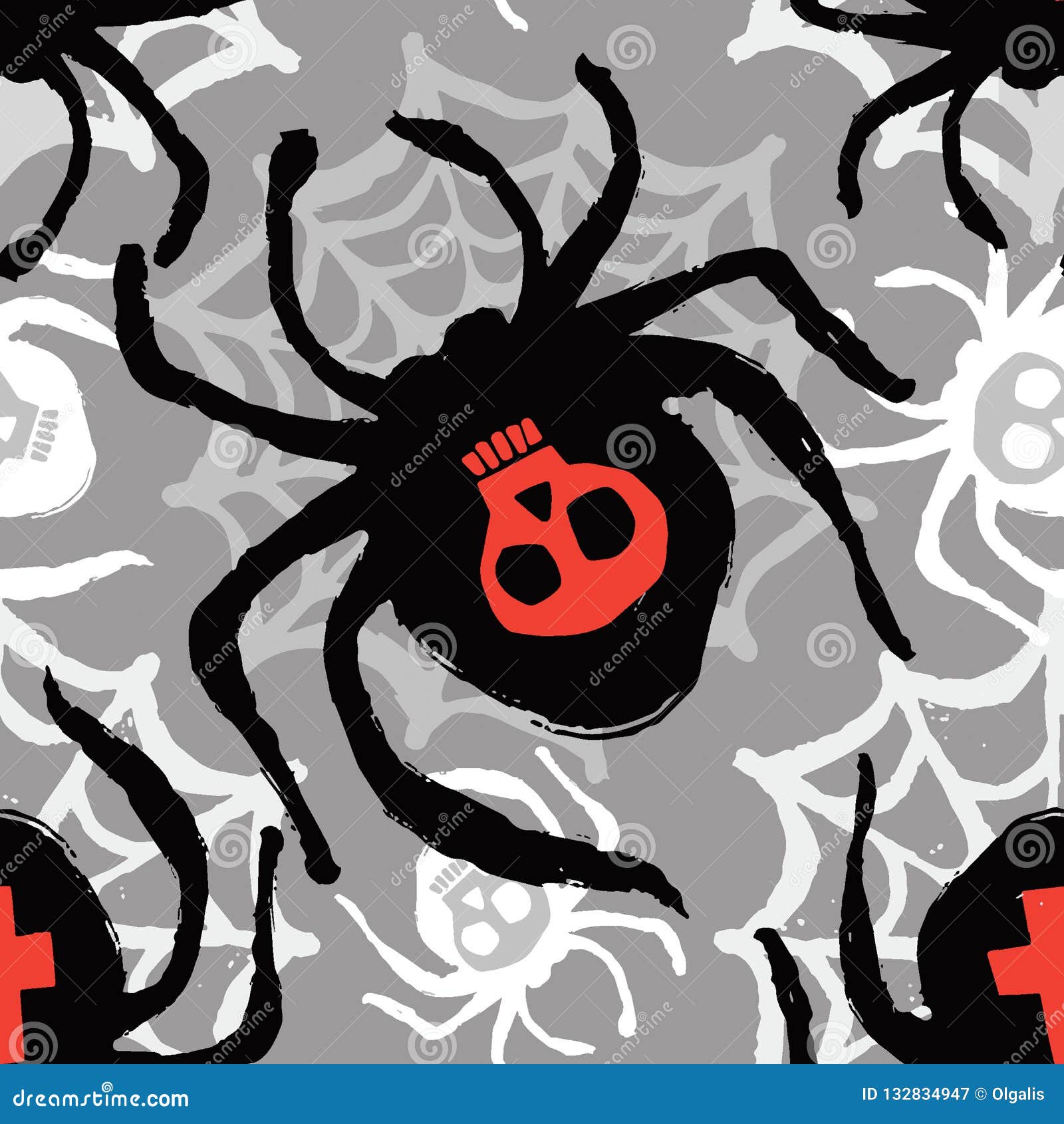 Spider Funky Seamless Rough Grunge Pattern, Modern Design Template ...