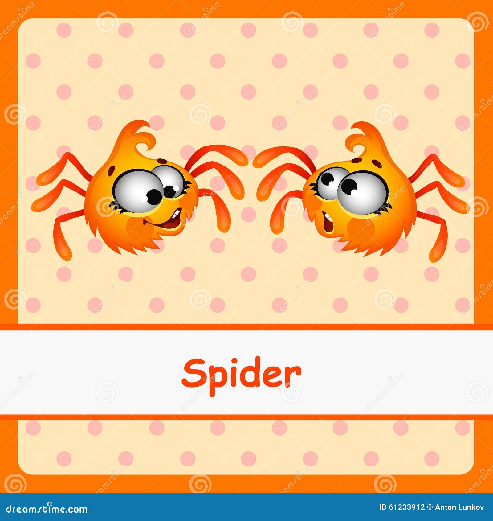 Spider, Funny Characters On A Orange Background Vector Illustration ...