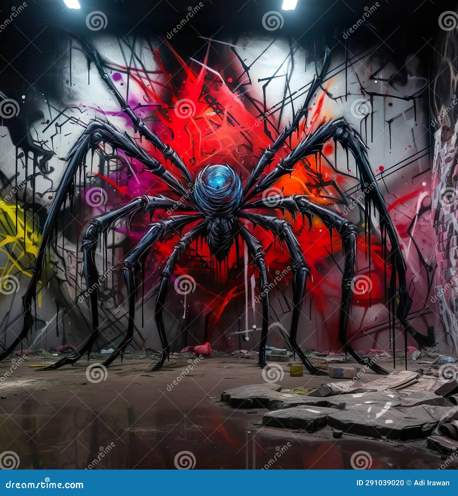 Spider Graffiti Paint on the Wall Stock Photo - Image of paint, spider ...