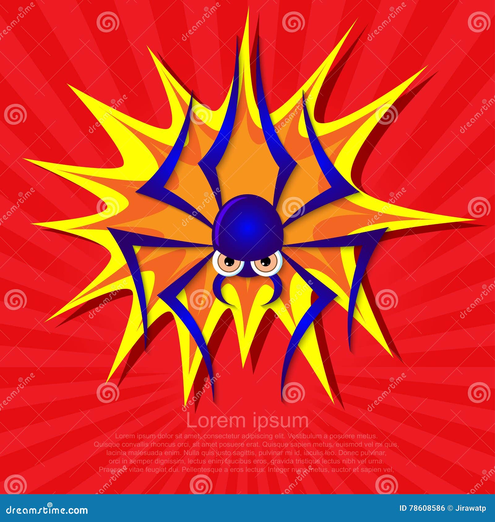 Spider Graphic on a Red Background. Stock Vector - Illustration of ...