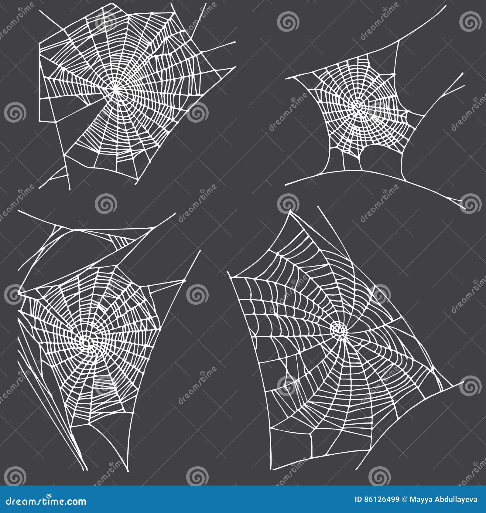 Spider hand drawn net set. stock vector. Illustration of element - 86126499