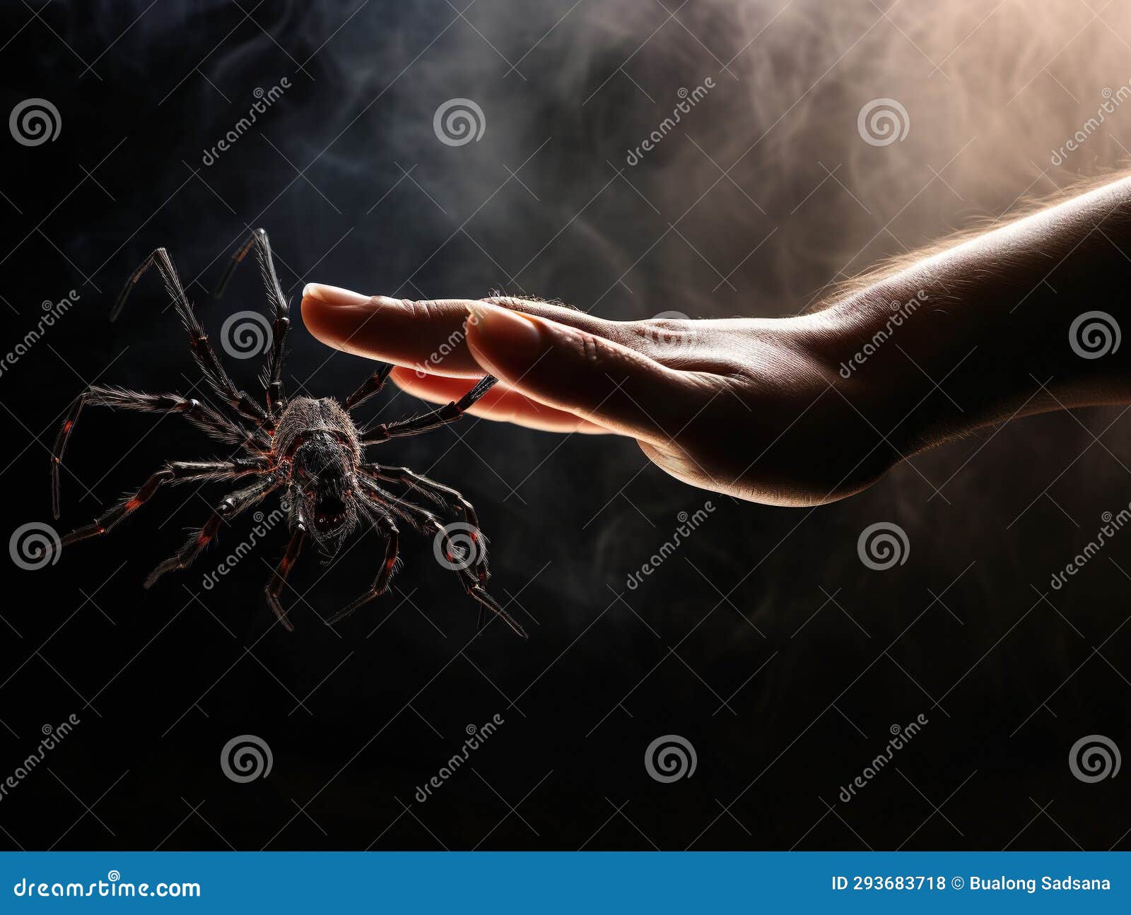 Spider on Hand stock illustration. Illustration of insect - 293683718