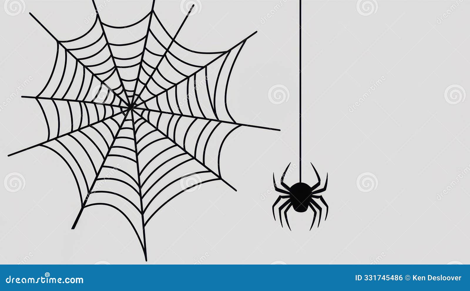 Spider Hanging from Web Silhouette with Copy-Space Stock Photo - Image ...