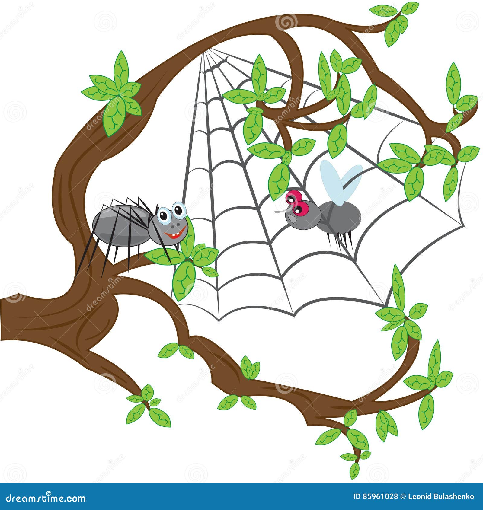 Spider Has Caught a Fly in a Web Stock Vector - Illustration of monster ...