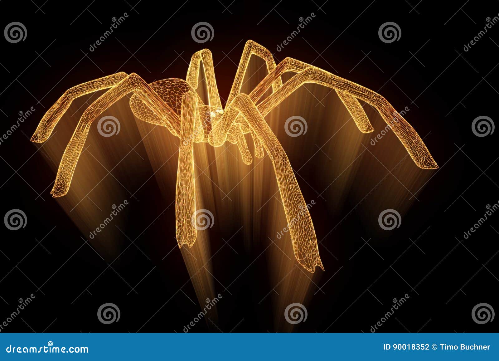 Spider in Hologram Wireframe Style. Nice 3D Rendering Stock ...