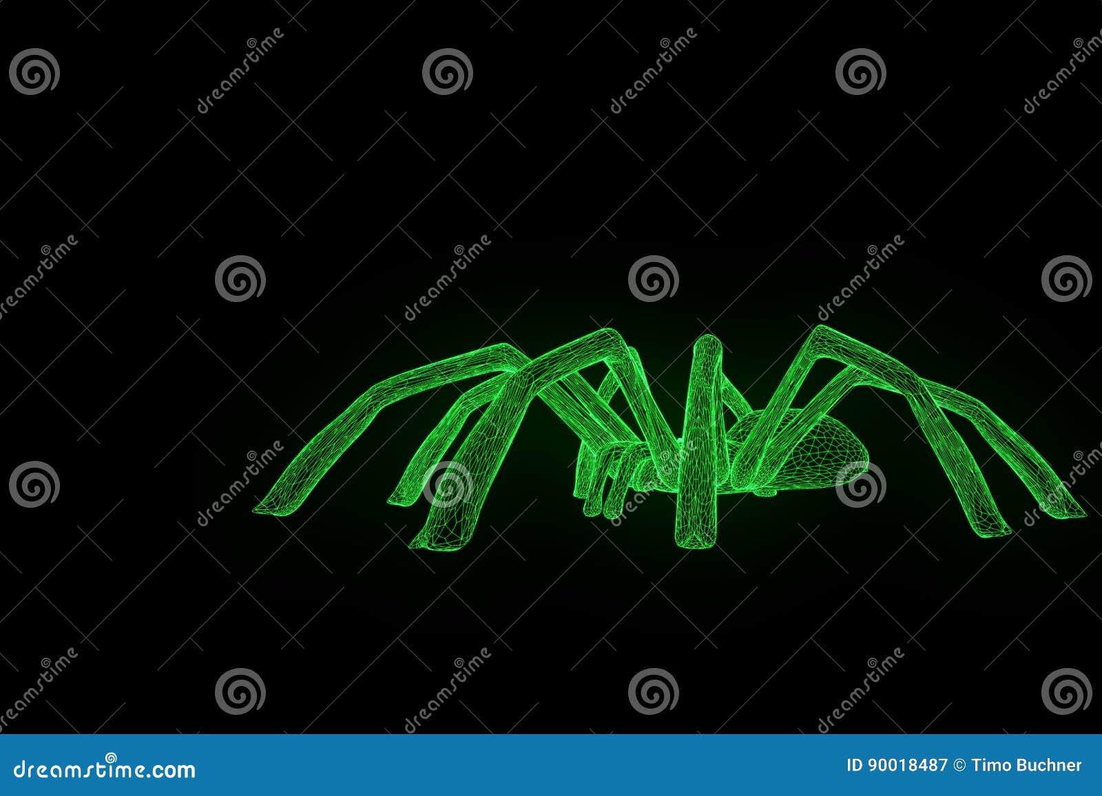 Spider in Hologram Wireframe Style. Nice 3D Rendering Stock ...