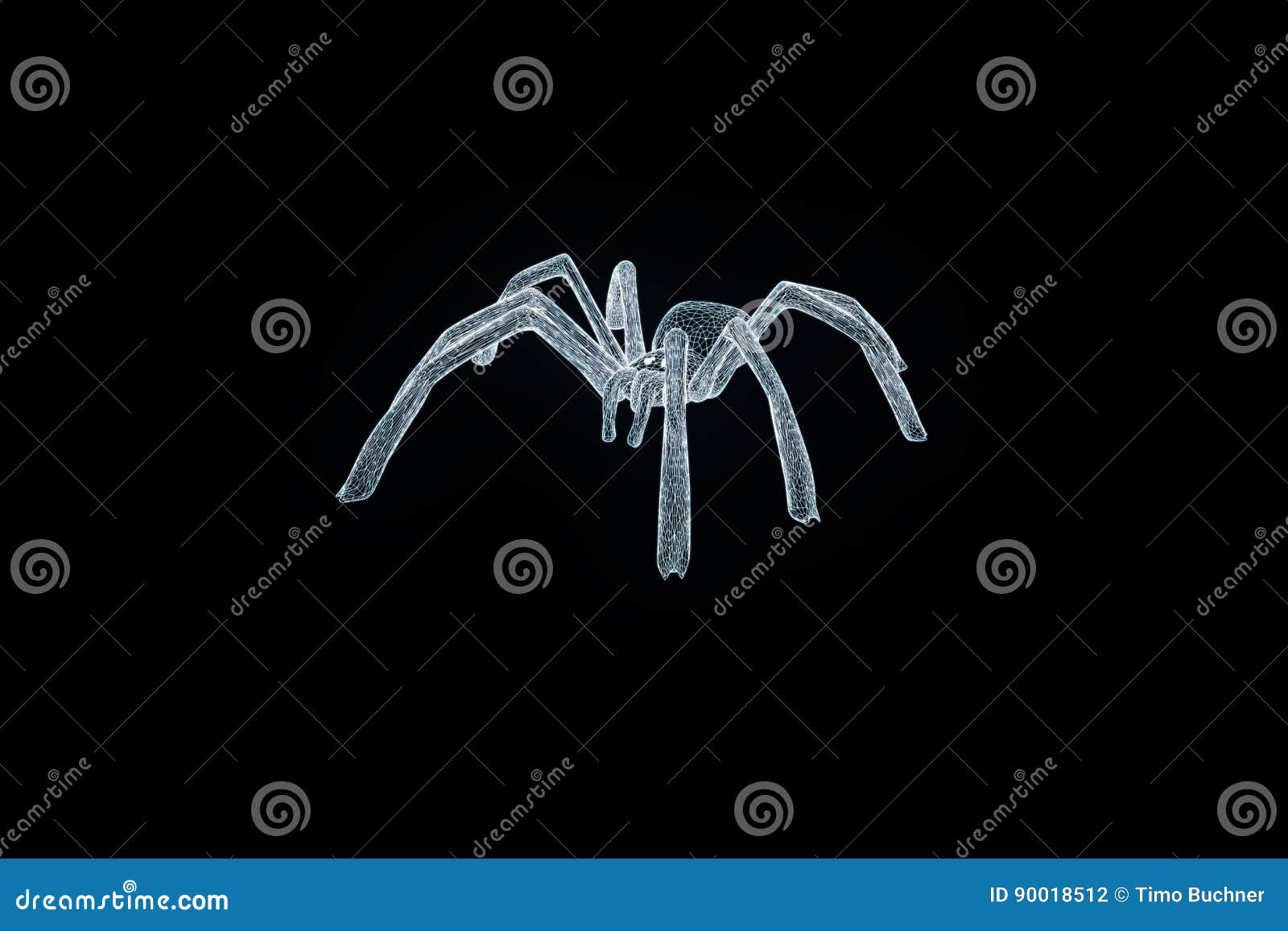 Spider in Hologram Wireframe Style. Nice 3D Rendering Stock ...