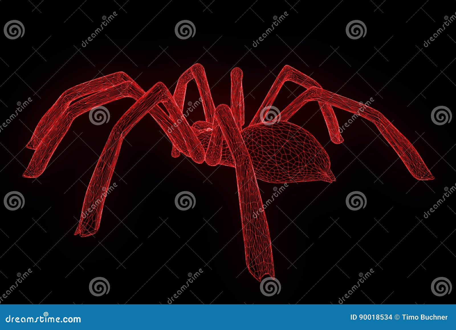 Spider in Hologram Wireframe Style. Nice 3D Rendering Stock ...