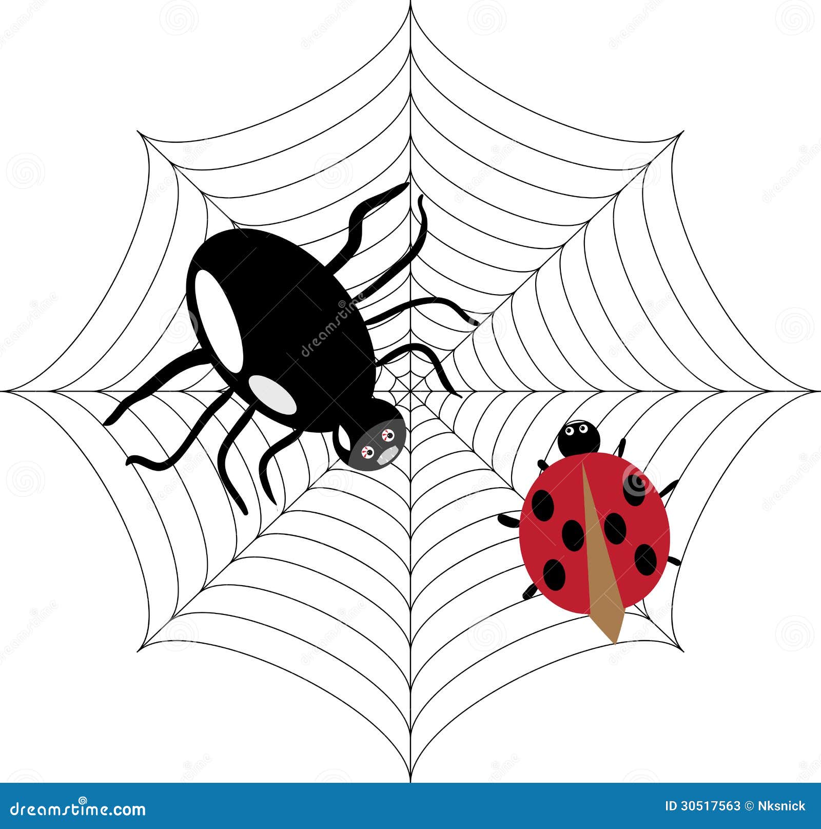 Spider is Hunting on the Ladybug Stock Vector - Illustration of hunter ...