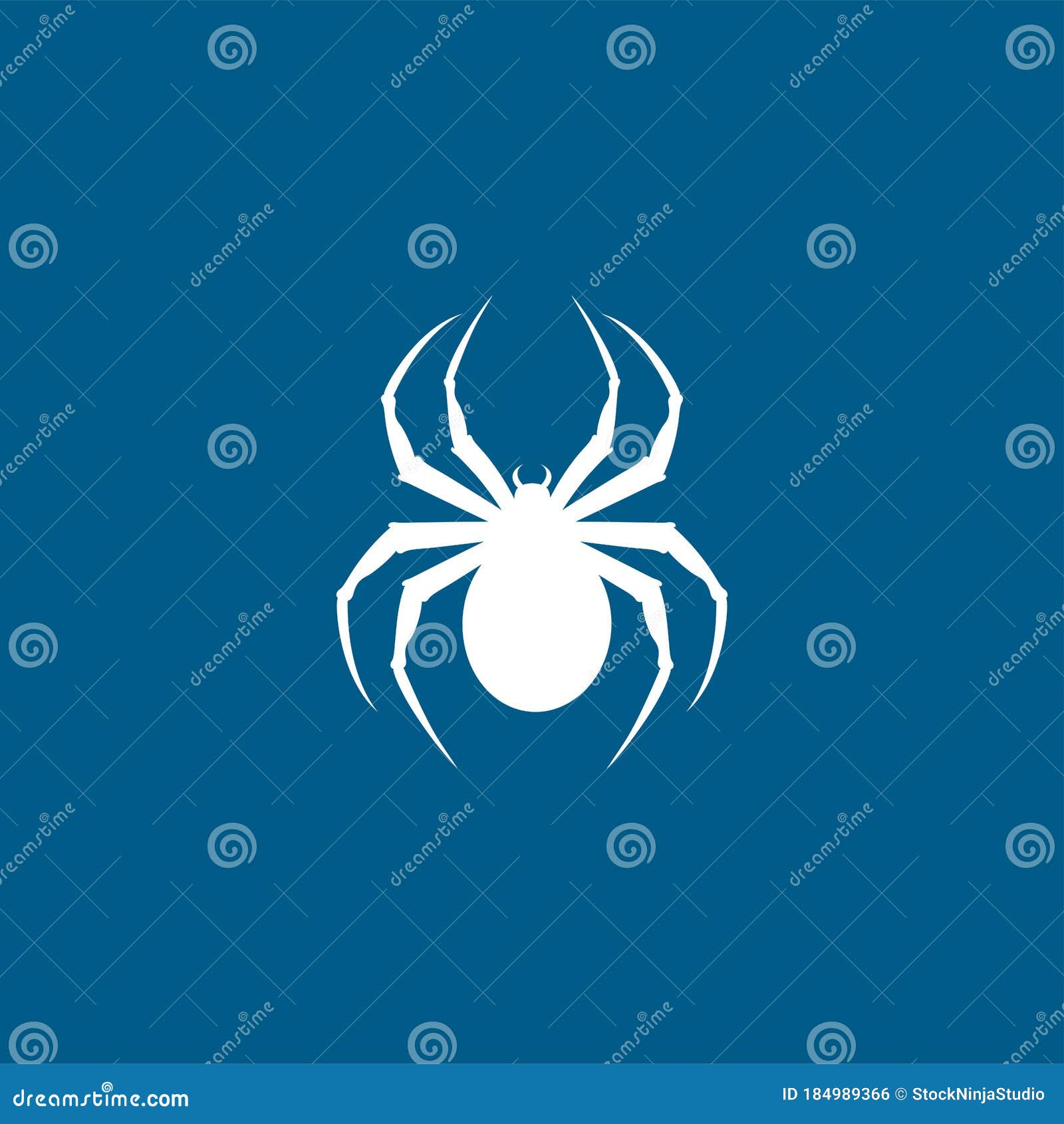 Spider Icon on Blue Background. Blue Flat Style Vector Illustration ...