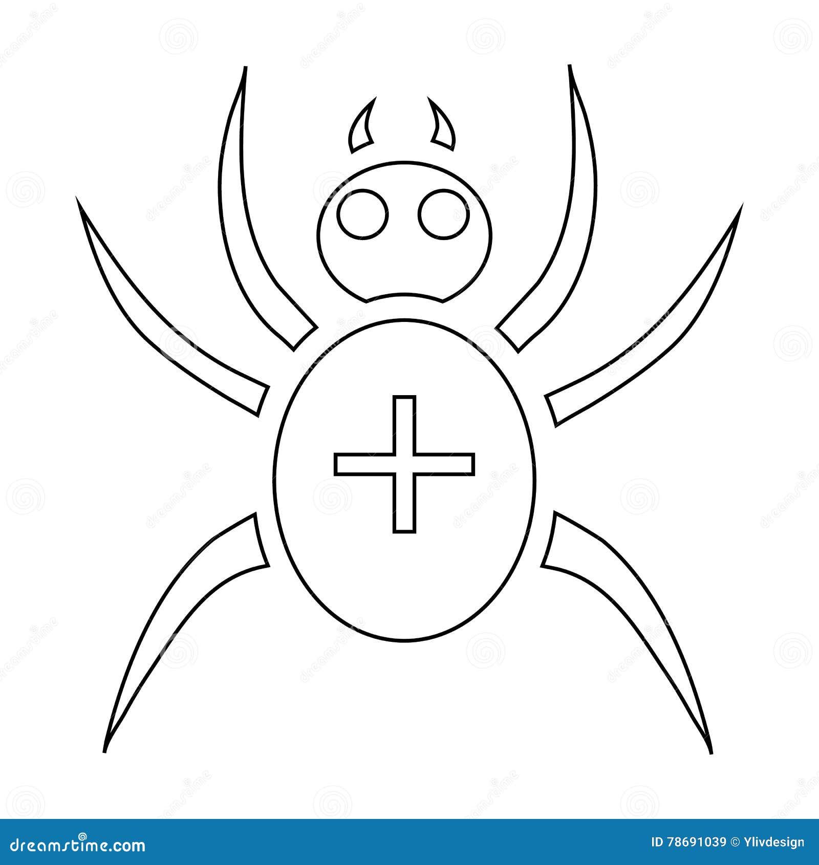 Spider icon, outline style stock vector. Illustration of insect - 78691039