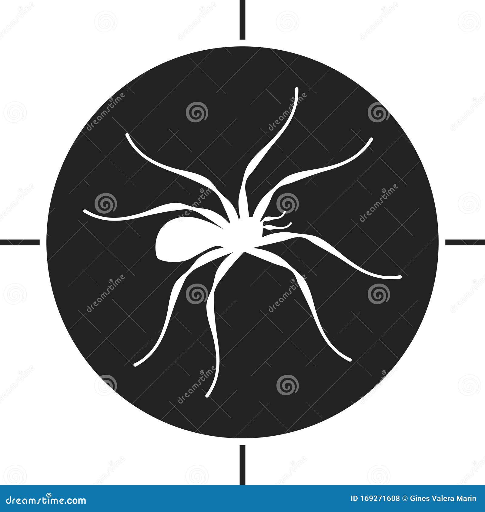 Spider Icon Over Target. Simple and Flat Illustration in Black and ...