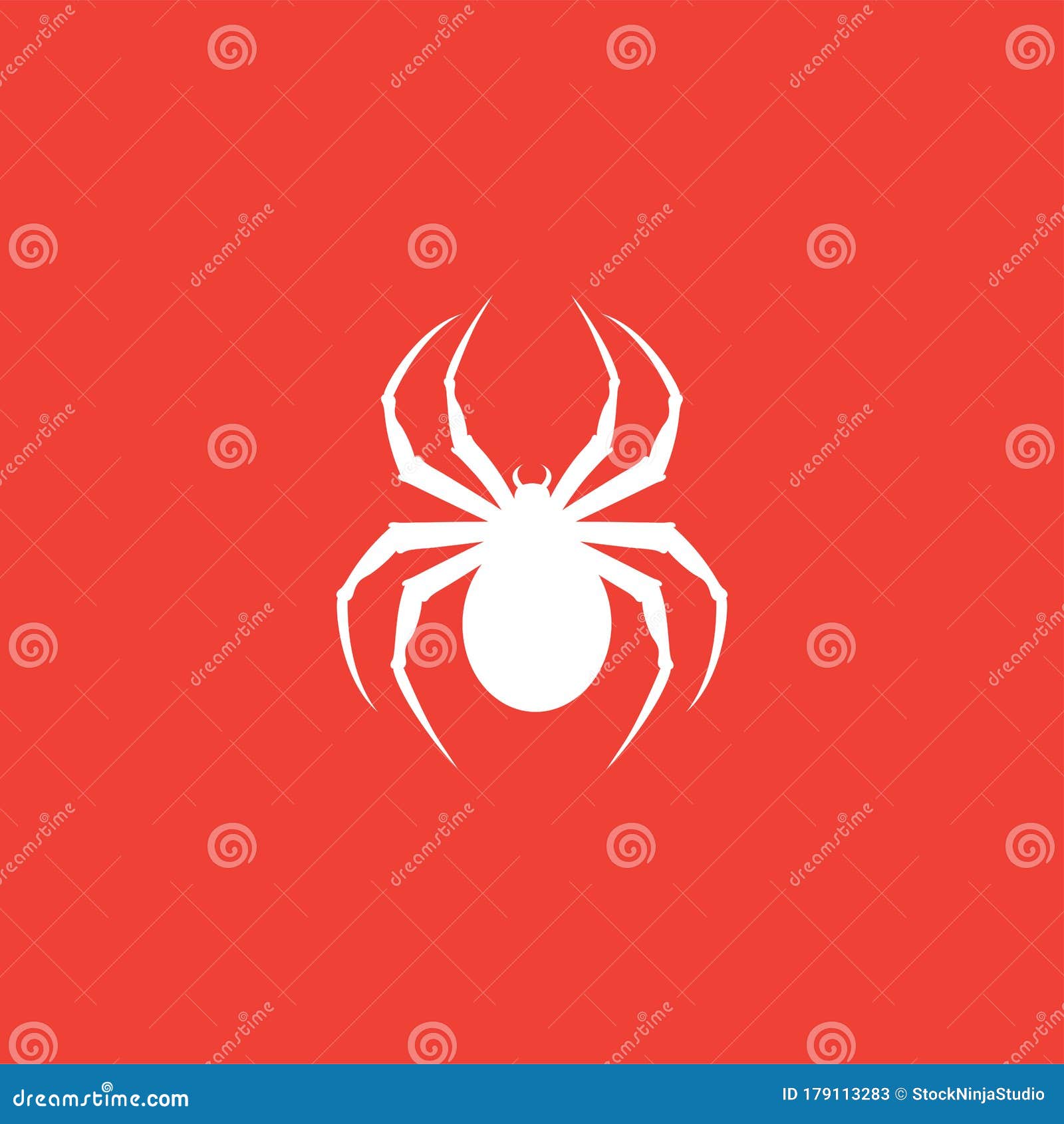 Spider Icon on Red Background. Red Flat Style Vector Illustration Stock ...