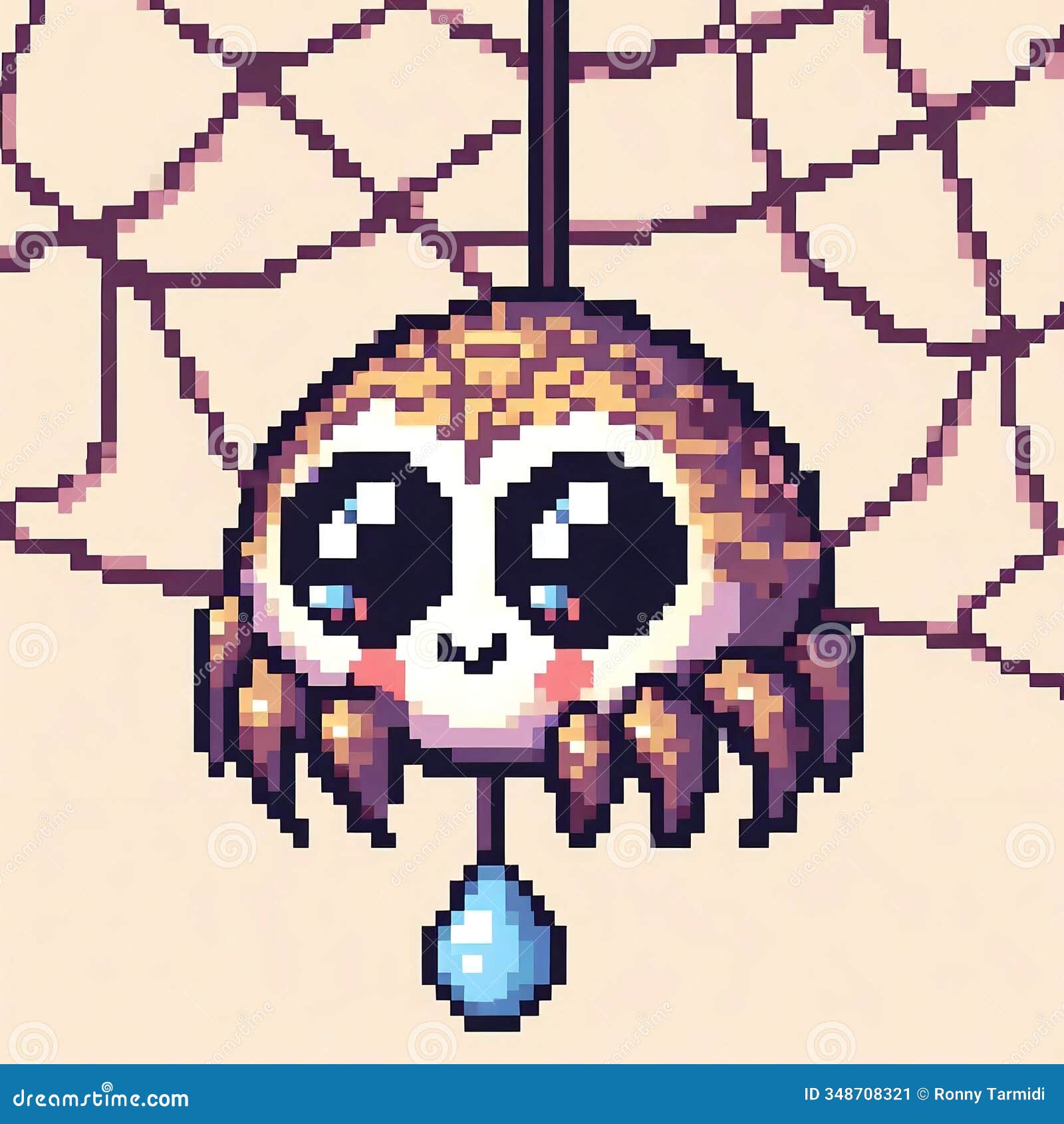 Spider with Its Nest, Pixel Art Stock Illustration - Illustration of ...