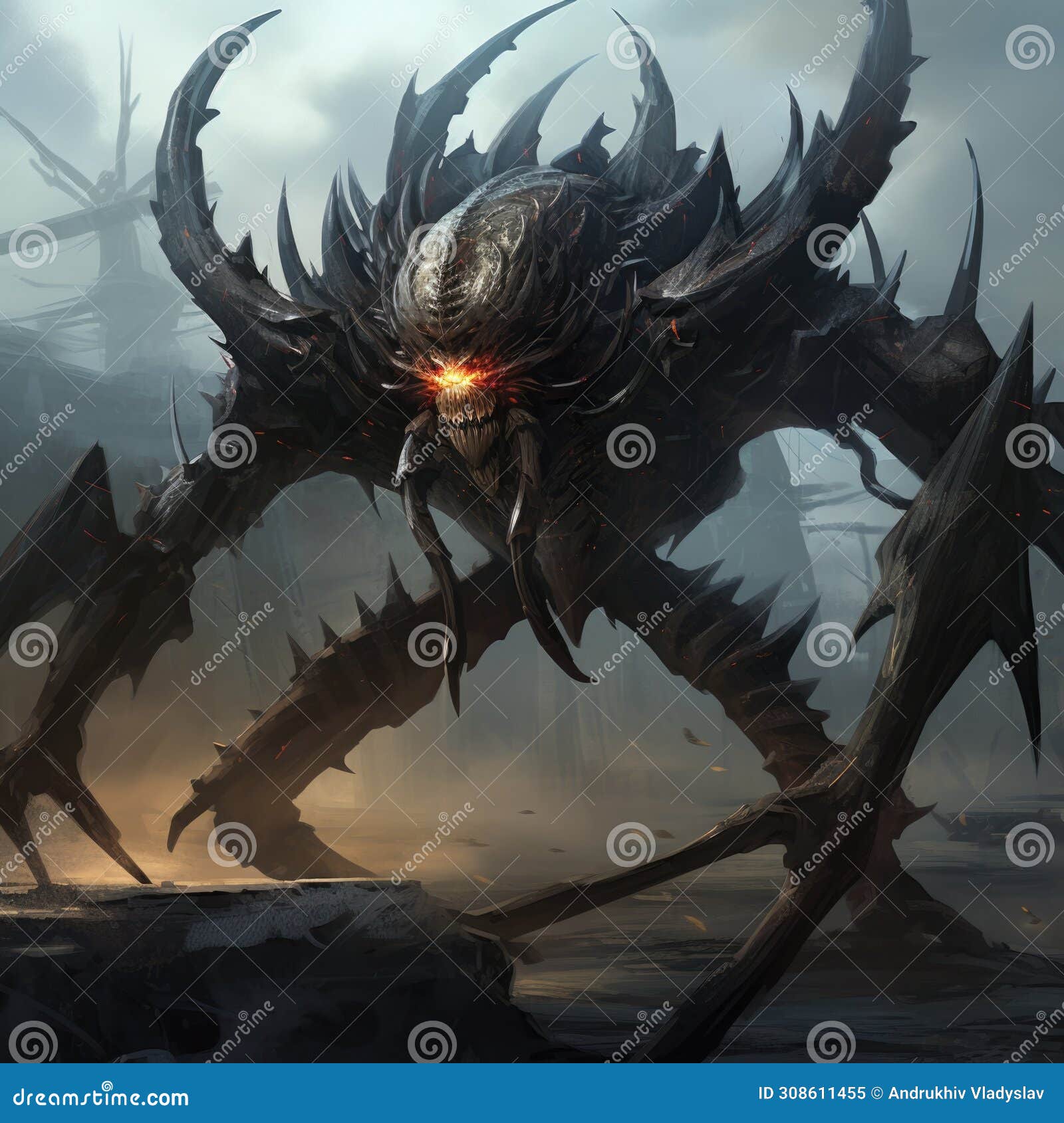 Spider-like Creature, Spiky, Warrior Stock Illustration - Illustration ...