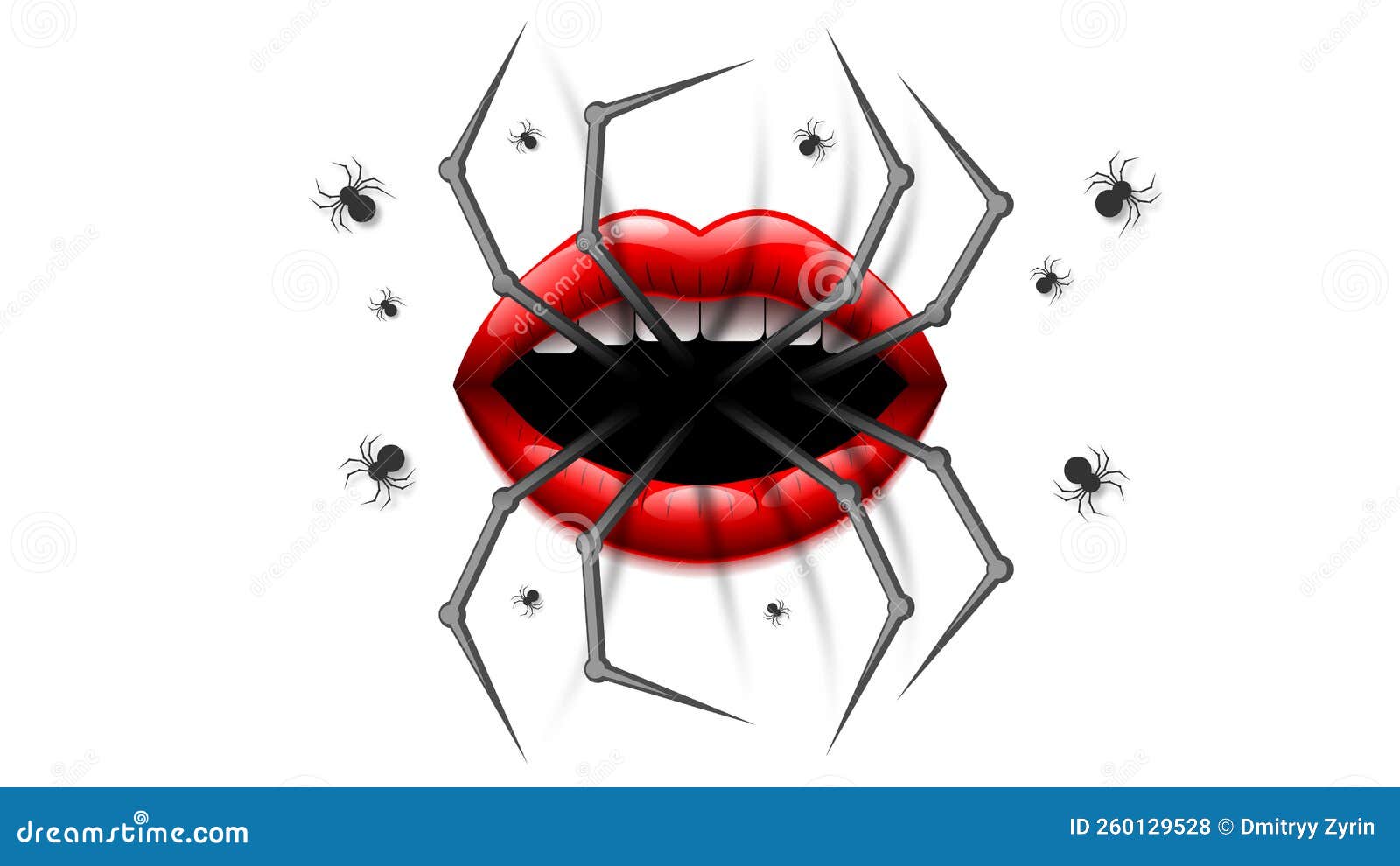 Spider with Lips on White Background. Halloween Design Elements. Spooky ...