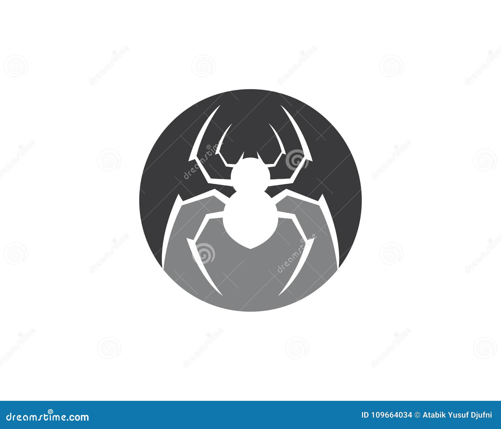 Spider Logo With Vampire Skull And Fangs, Editable Stroke. Black And ...