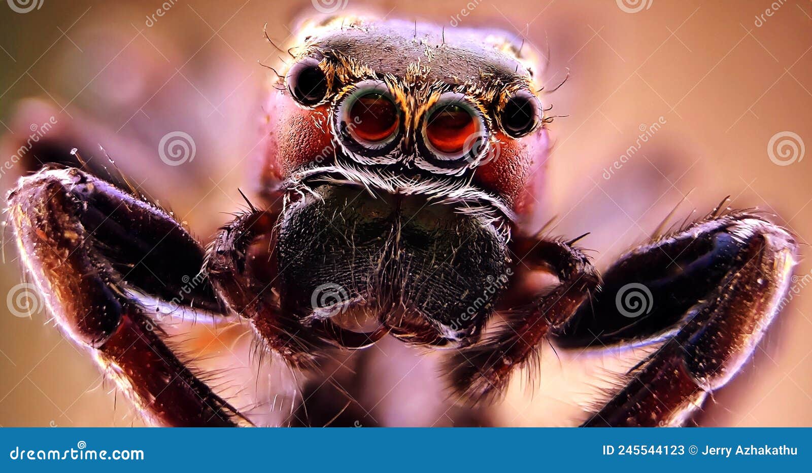 Spider in macro stock image. Image of honeybee, invertebrate - 245544123