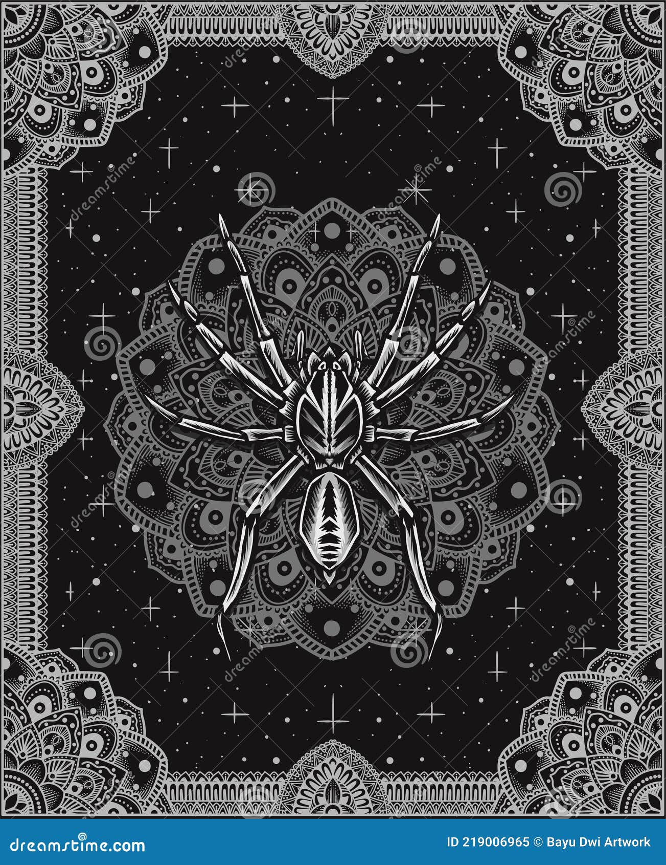 Spider with Mandala Ornament Pattern Stock Vector - Illustration of ...
