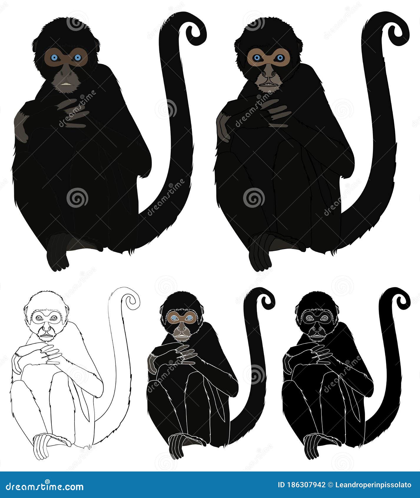 Spider Monkey Logo Line Vector Illustration | CartoonDealer.com #232448156