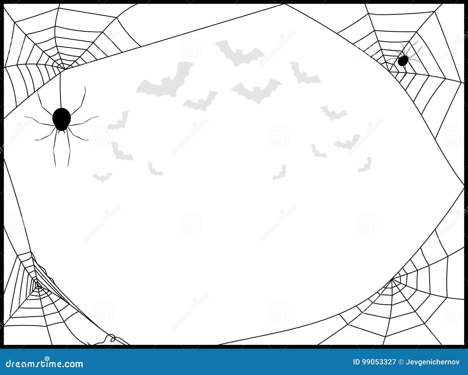 Spiders Web Square Frame with Flying Bats in Black Stock Vector ...