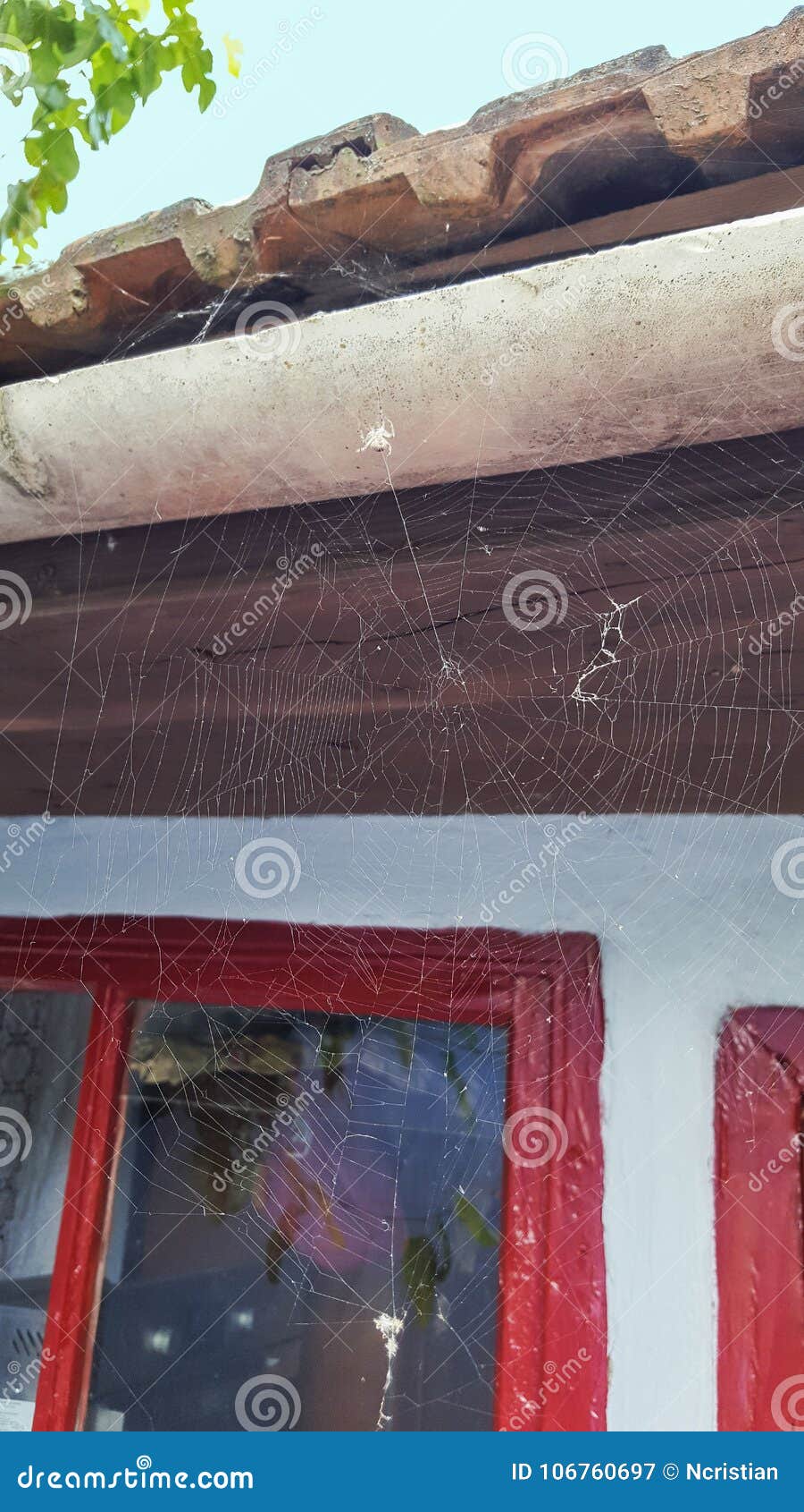 Spider Net in Front of an Old House, Close Up Stock Image - Image of ...