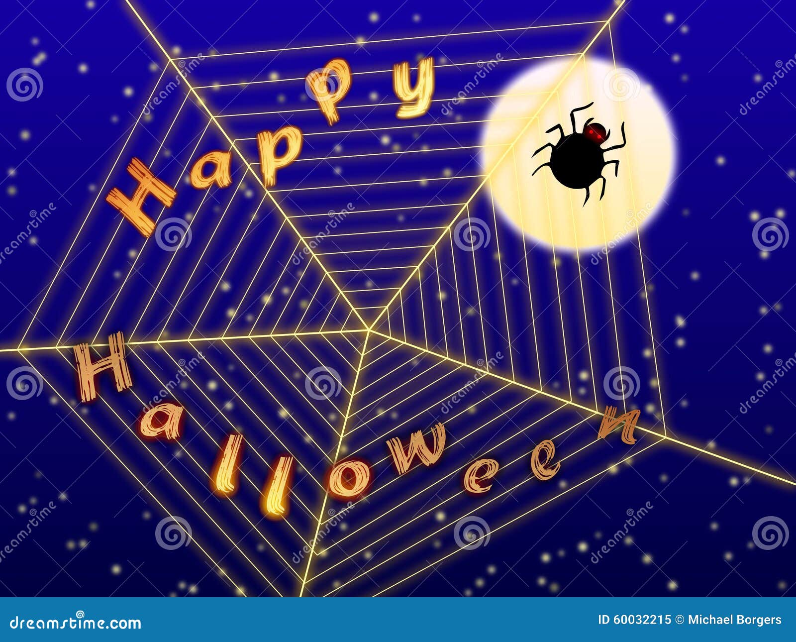 Spider in a Net Halloween Card Stock Image - Image of halloween, dark ...