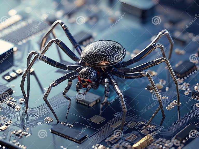 Spider Perched on Computer Motherboard. Stock Image - Image of ...