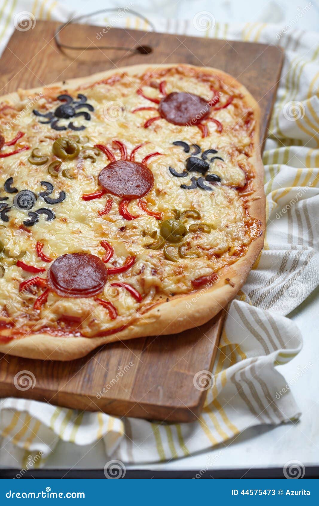 Spider pizza stock image. Image of italian, green, cheese - 44575473