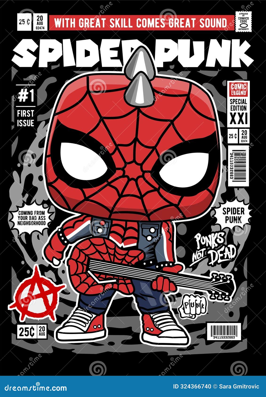 Spider Punk stock illustration. Illustration of anime - 324366740