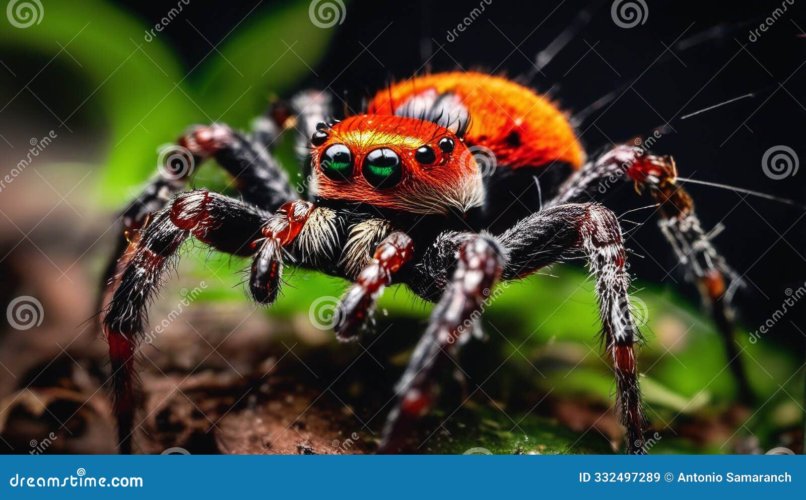 A Spider with a Red Face and a Black Background Stock Image - Image of ...
