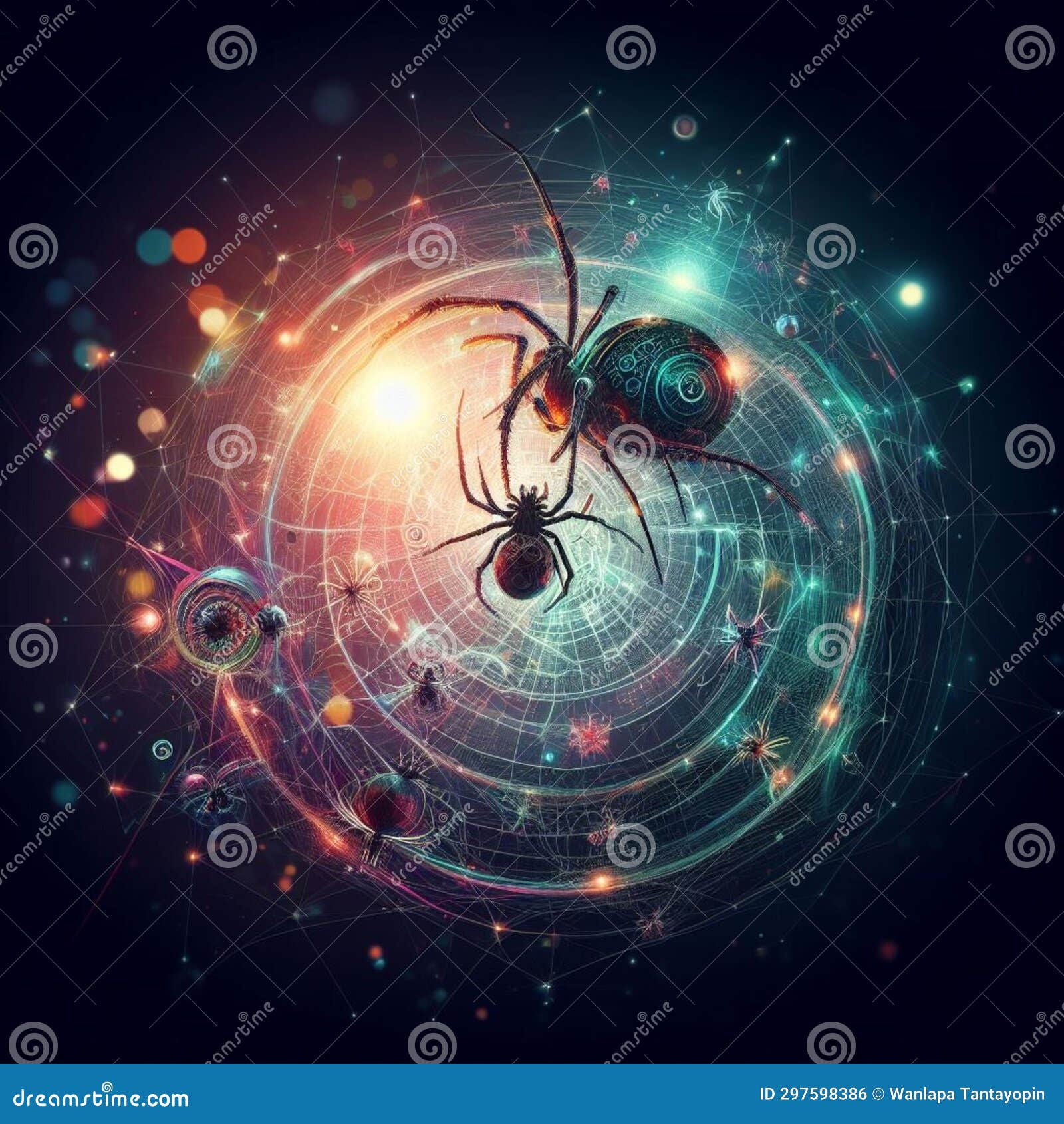 Spider and Spider Web in the Space Stock Illustration - Illustration of ...