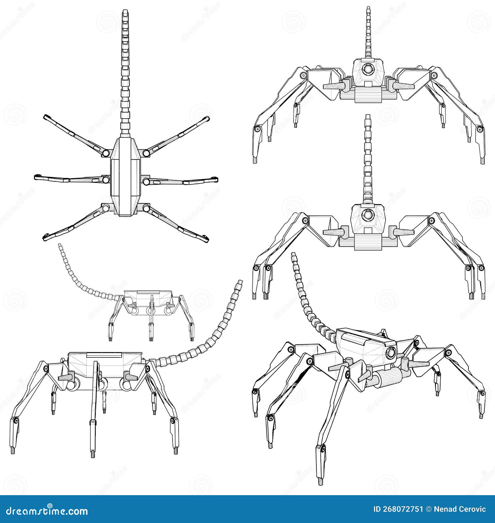 Spider Robot Android Vector. Illustration Isolated on White Background ...
