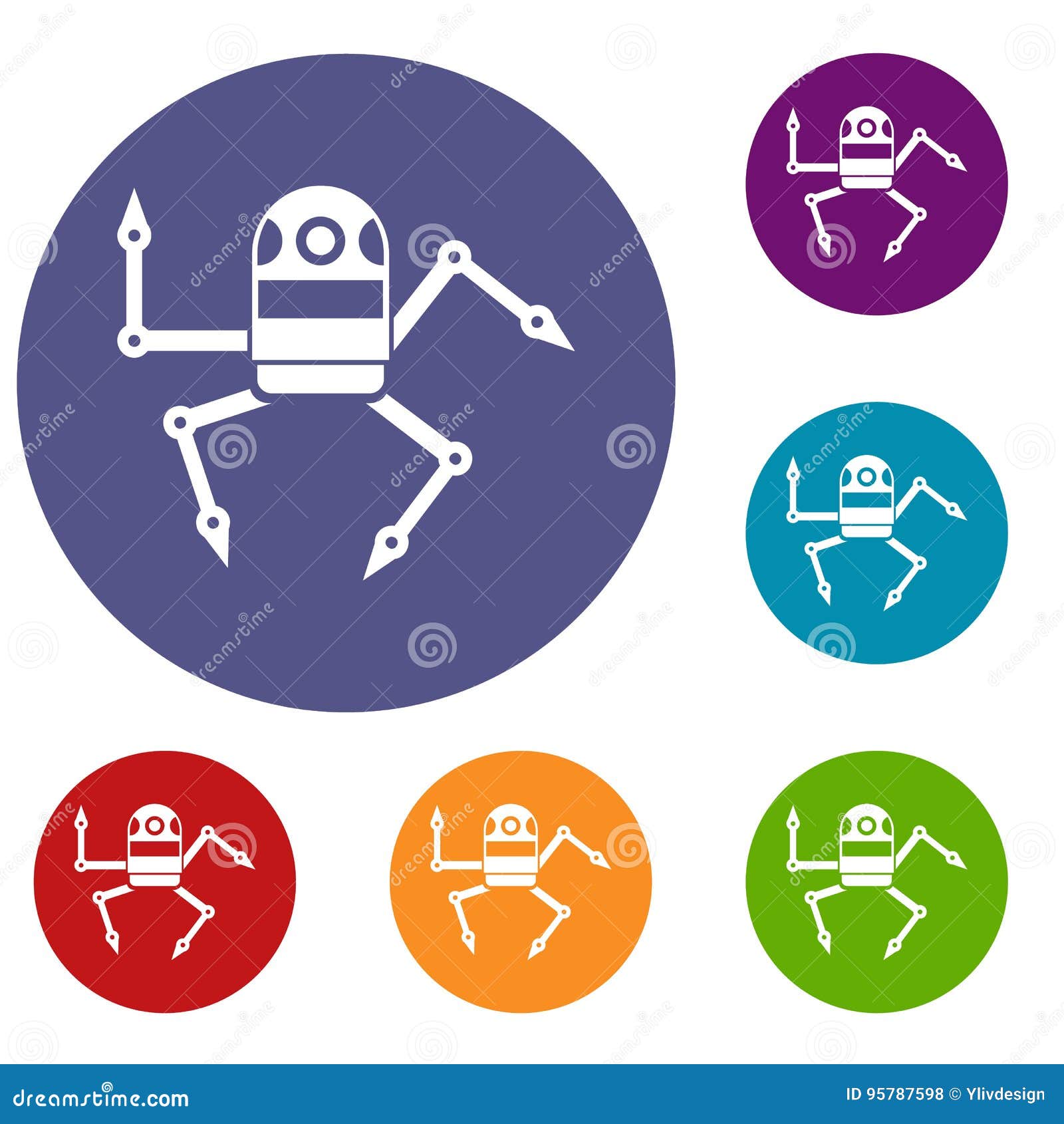 Spider robot icons set stock vector. Illustration of metal - 95787598