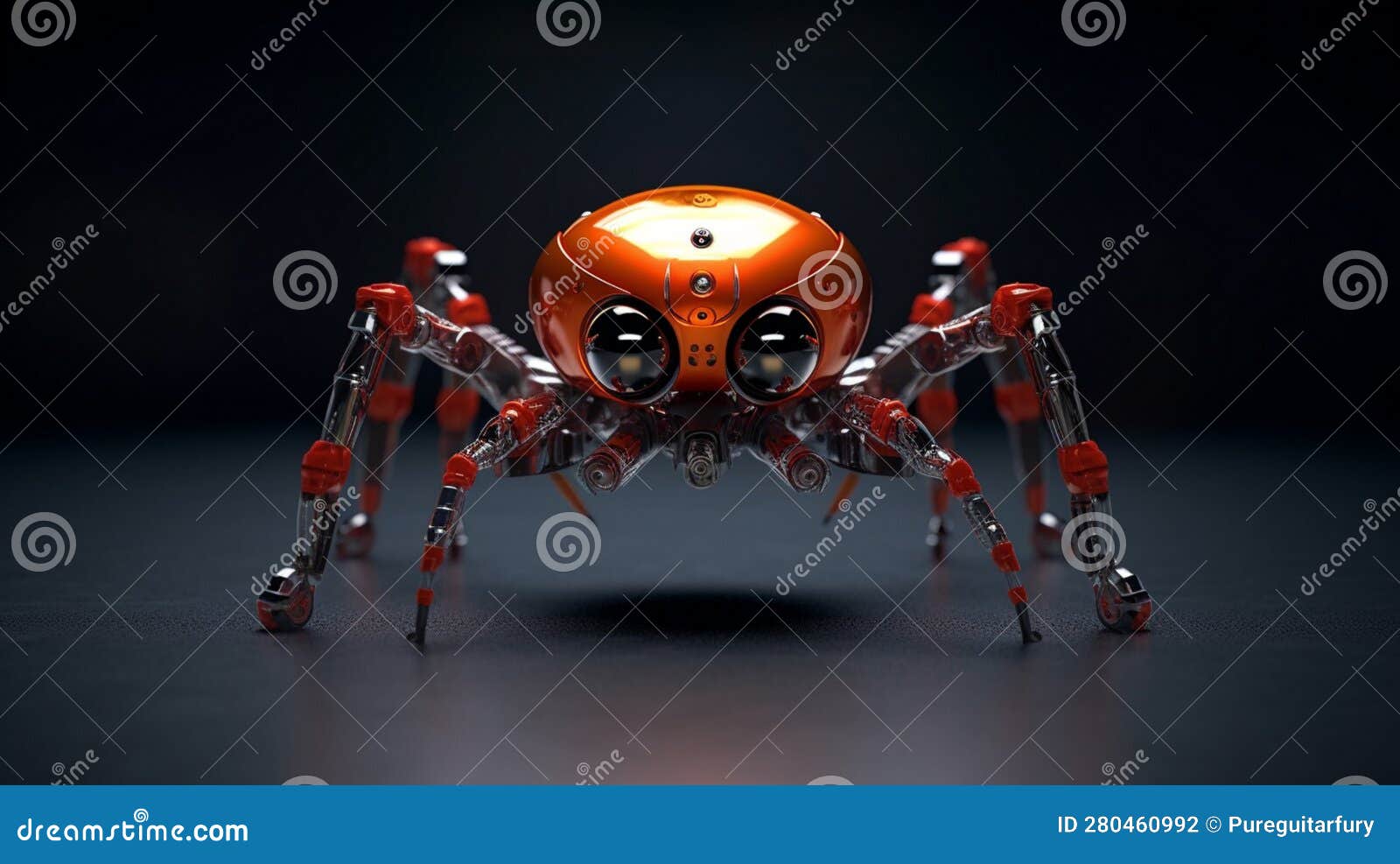 Orange Steel Spider Mech Engineering Robot Stock Illustration ...