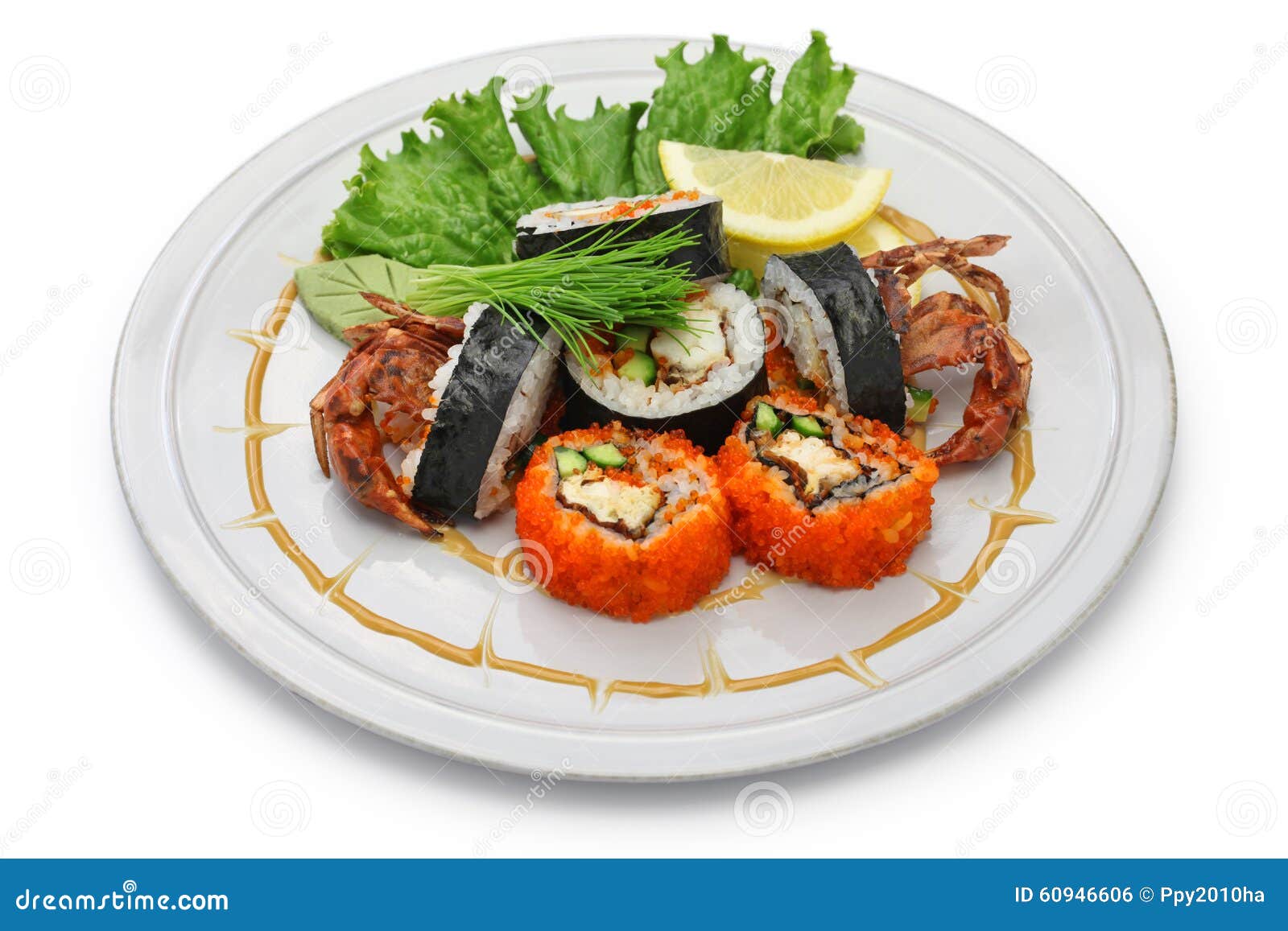 Spider roll sushi stock photo. Image of american, crab - 60946606