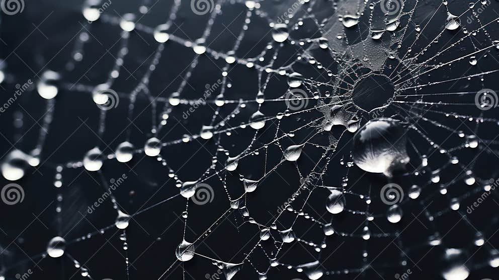 Spider S Web with Water Droplets Stock Illustration - Illustration of ...