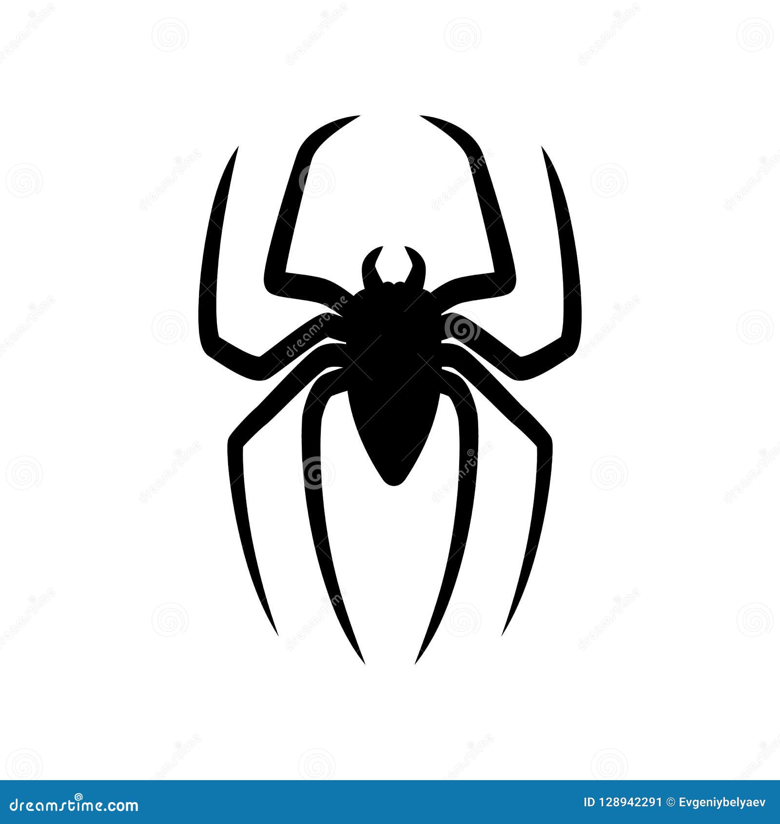 Spider Silhouette Isolated on White Background. Scary with Long Paws ...