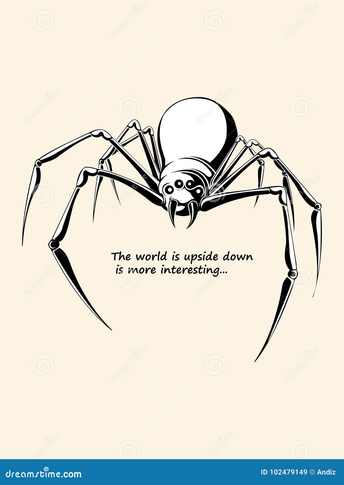 Spider. Sketch. Cute Toothy. Vector Illustration. Coloring Book For ...